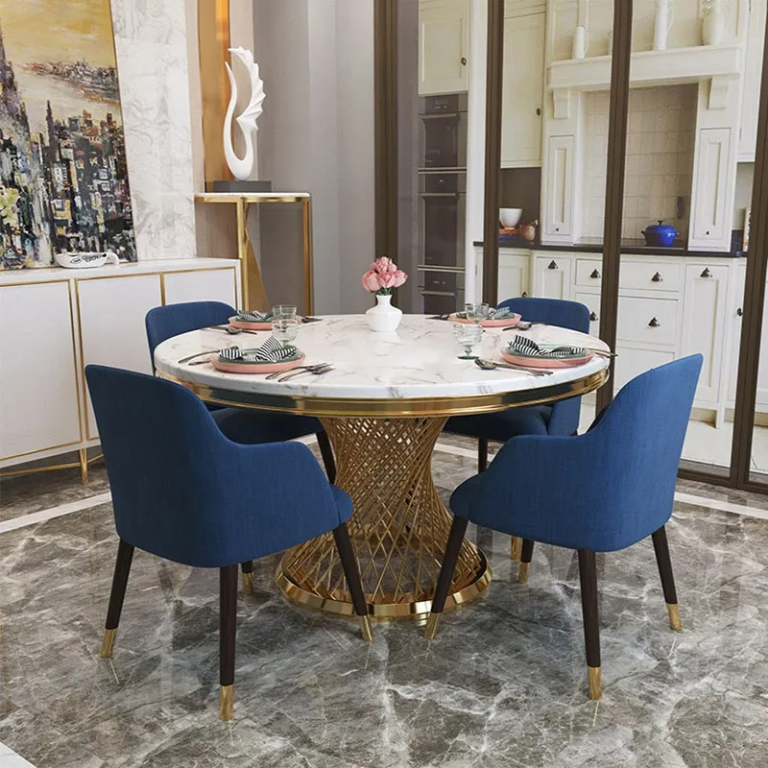 Modern Luxury Round Dining Table Set with 6 Chairs - Alliance ...